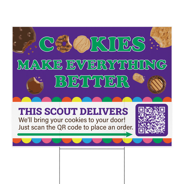 Scout Cookie Yard Sign 24x18 With Custom QR Code – Legit Fast Printing